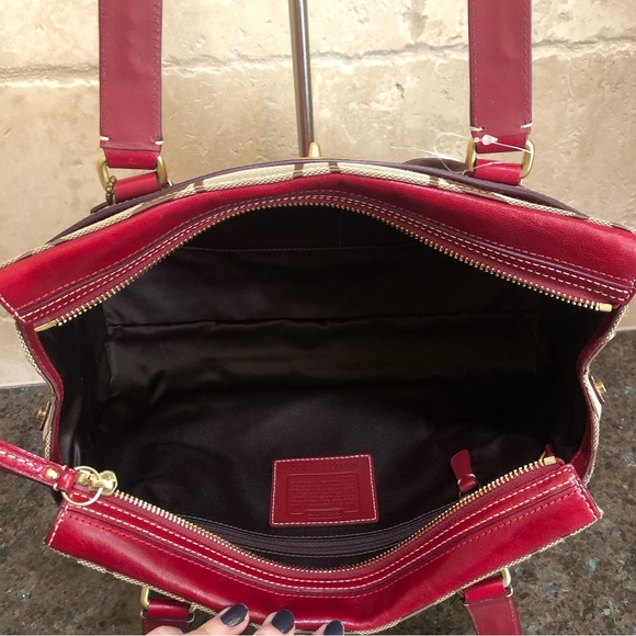 Coach | Bags | Coach Hamptons Signature Red Medium Carryall | Poshmark